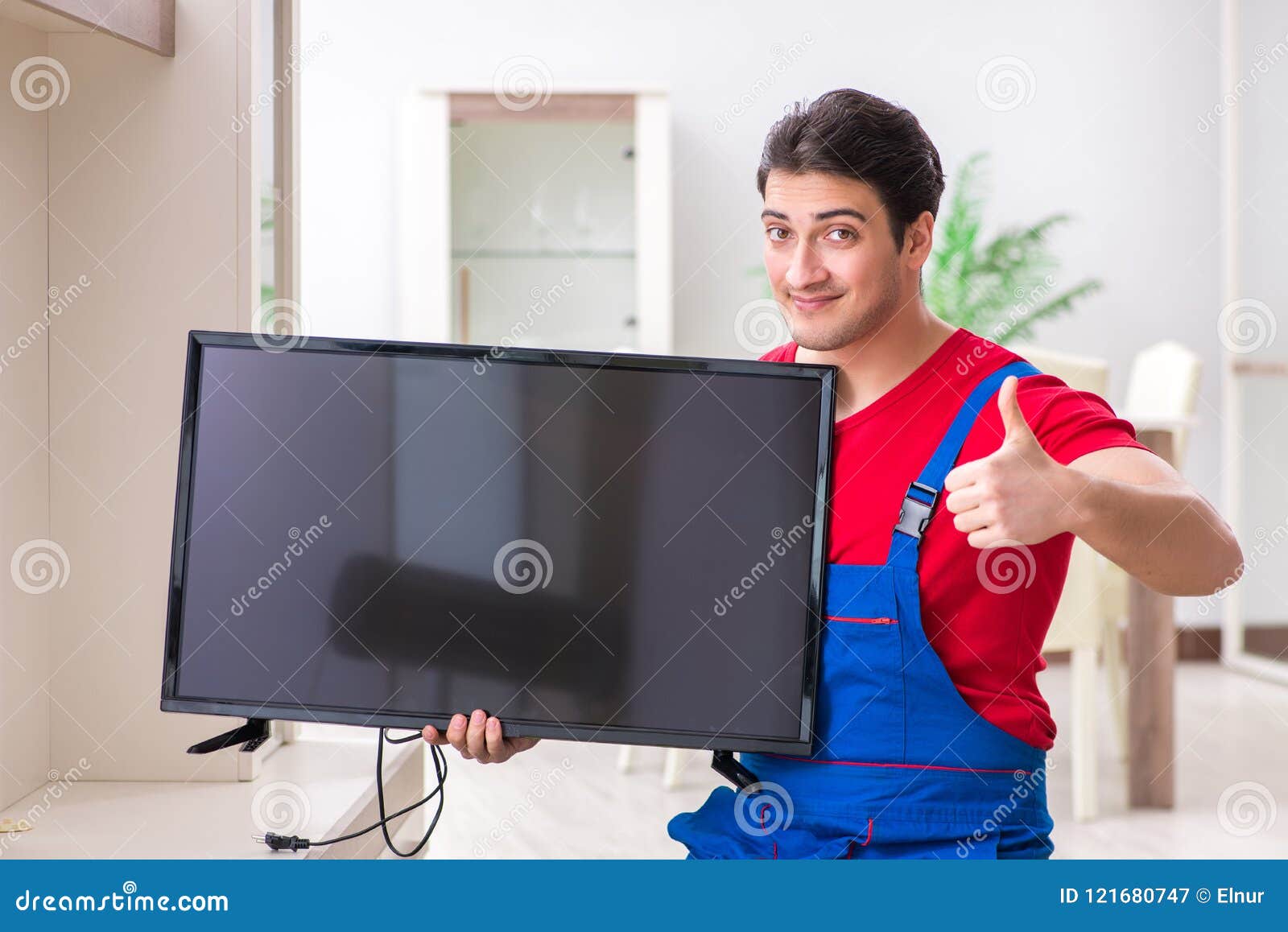 The Professional Repair Engineer Repairing Broken Tv Stock Image ...