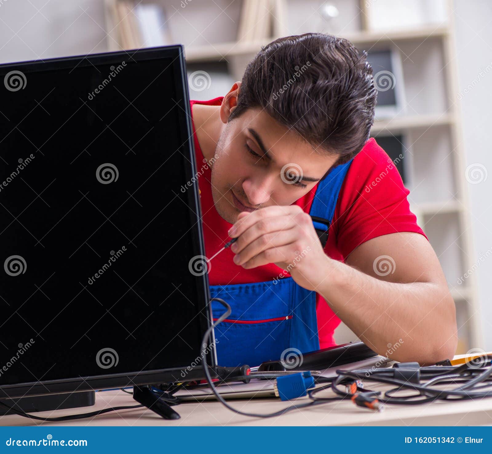 Professional Repair Engineer Repairing Broken Tv Stock Photo - Image of ...