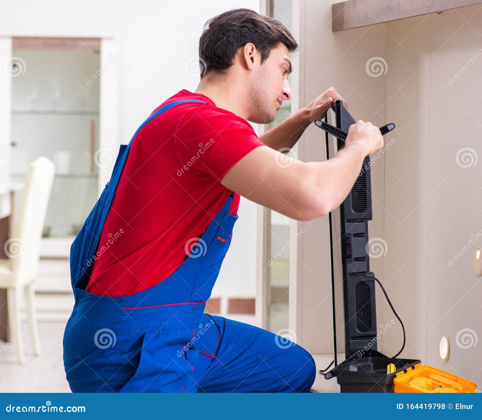 Professional Repair Engineer Repairing Broken Tv Stock Photo - Image of ...