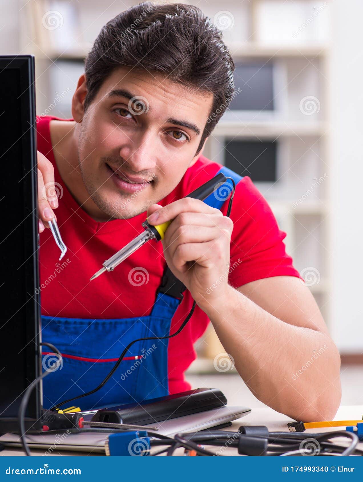 Professional Repair Engineer Repairing Broken Tv Stock Photo - Image of ...