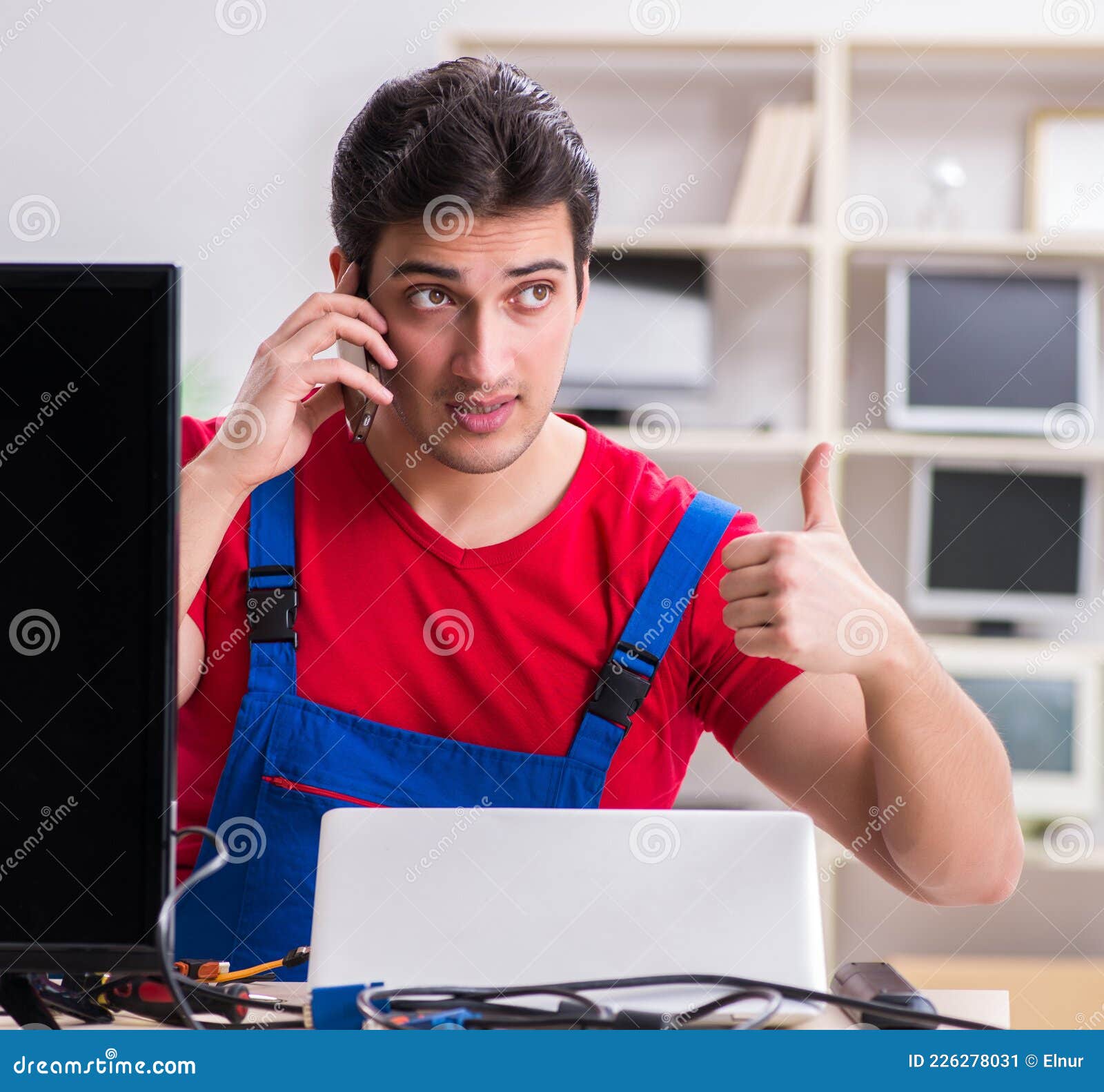 Professional Repair Engineer Repairing Broken Tv Stock Image - Image of ...