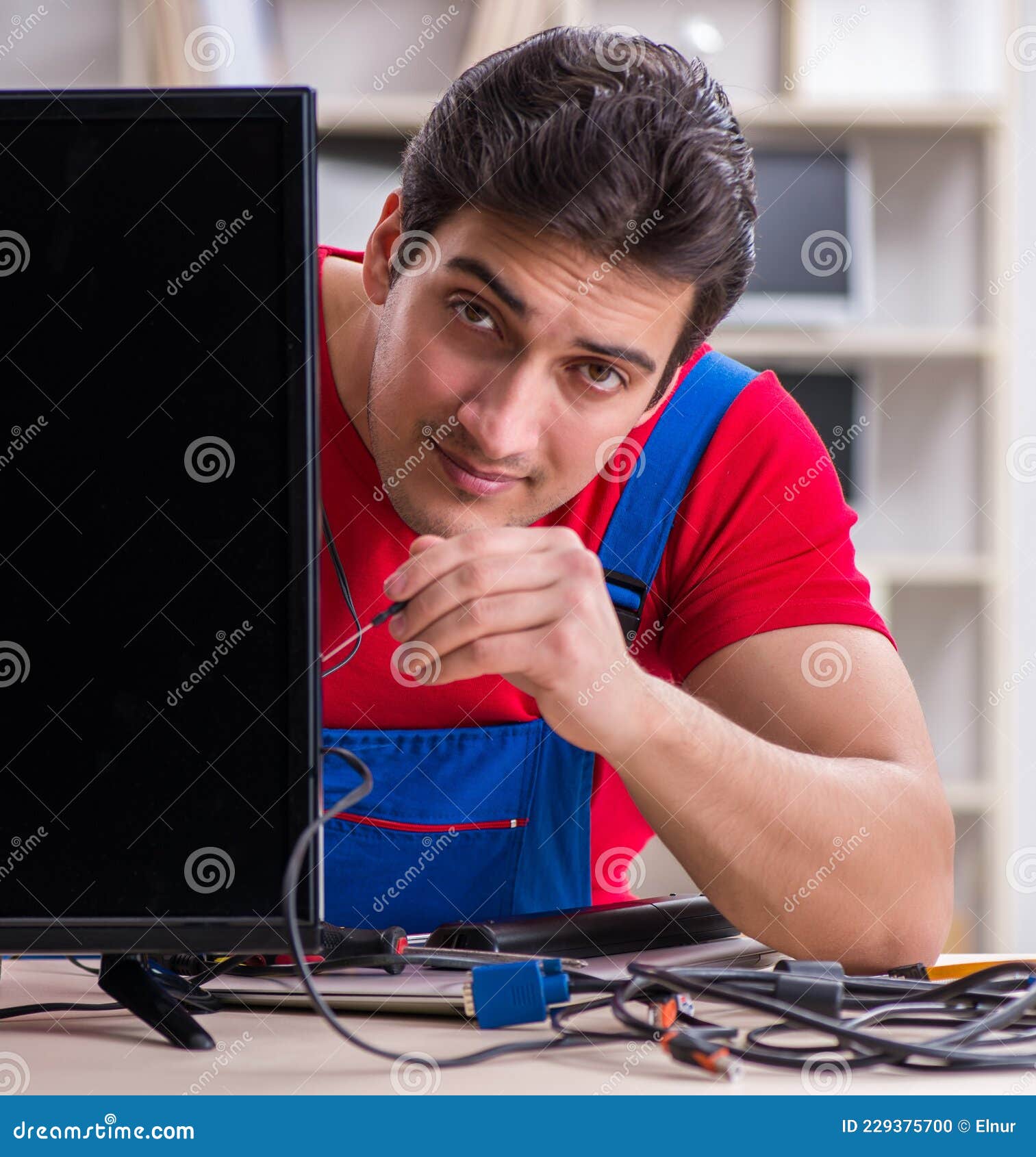 Professional Repair Engineer Repairing Broken Tv Stock Photo - Image of ...