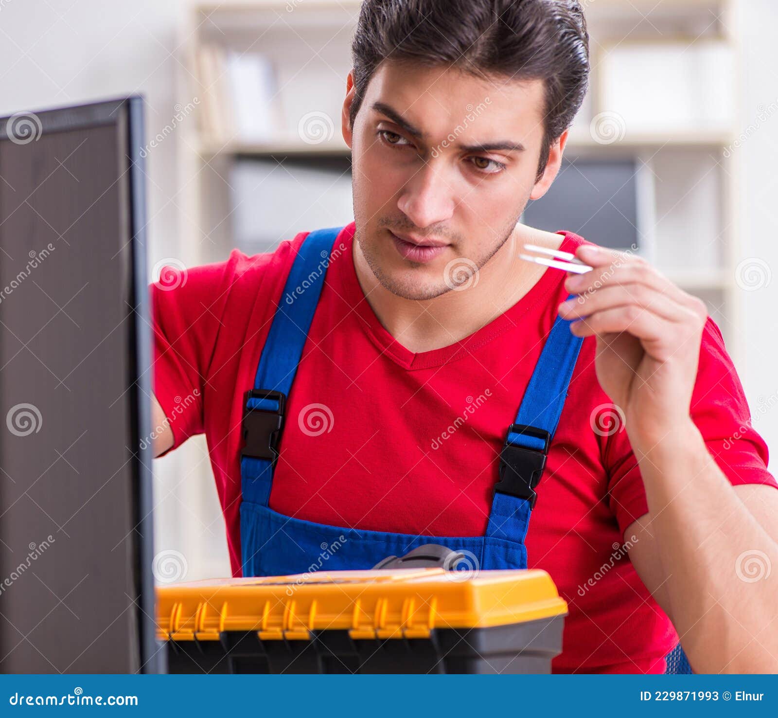 Professional Repair Engineer Repairing Broken Tv Stock Image - Image of ...