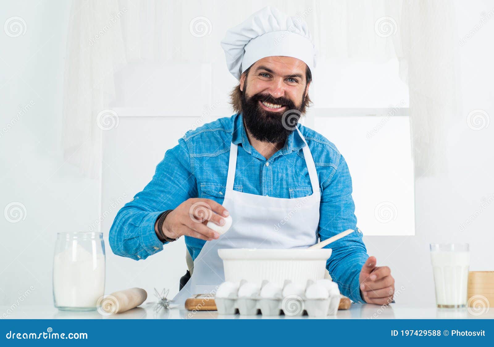 Professional Restaurant Bearded Cook Guy Baking, Cuisine Stock Photo ...