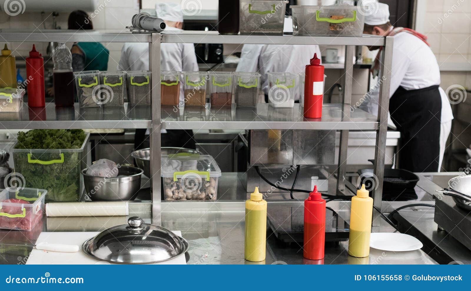 Professional Restaurant Kitchen Workspace Interior Stock Photo - Image ...