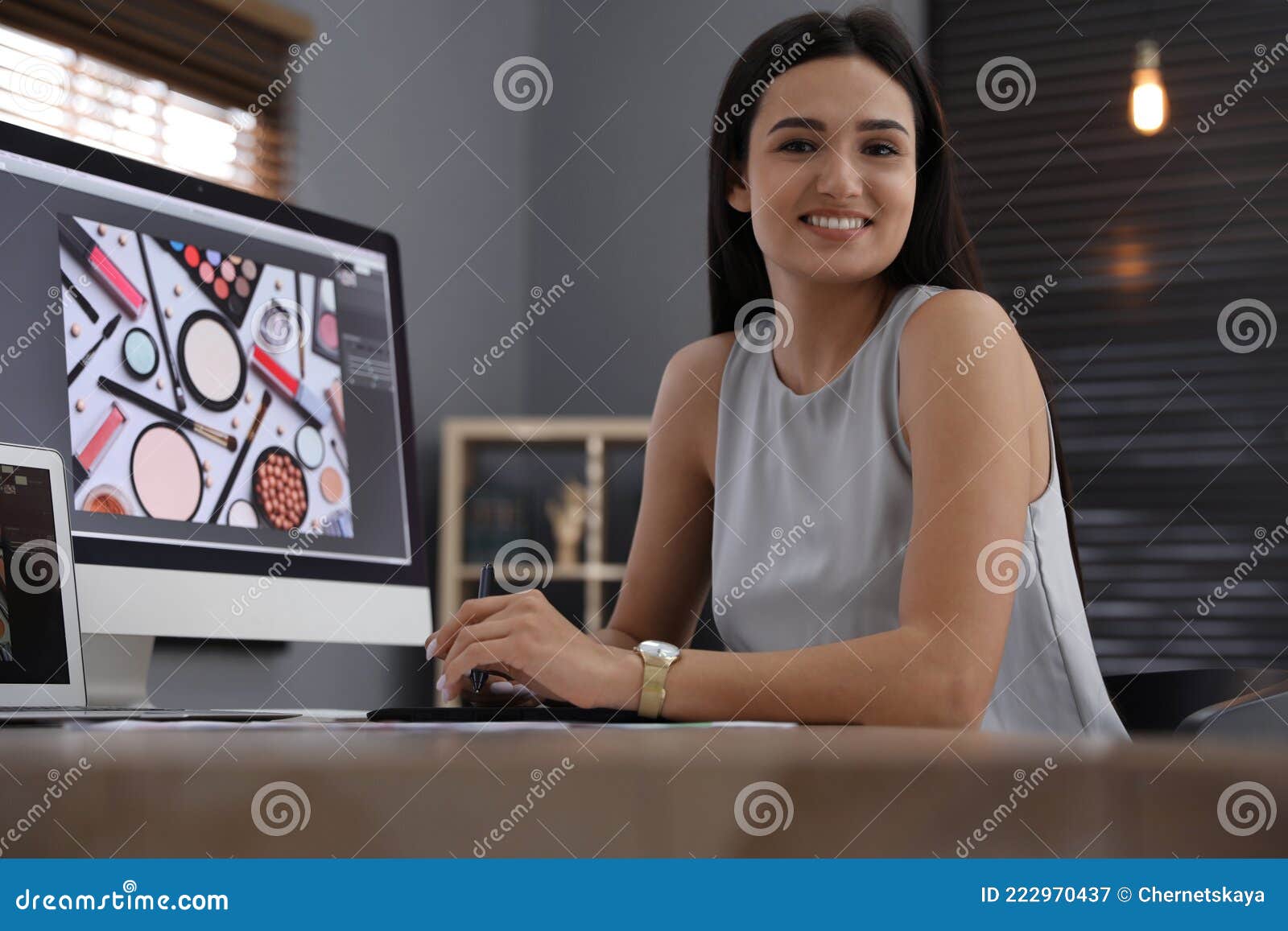 Professional Retoucher Working on Computer Stock Image - Image of ...