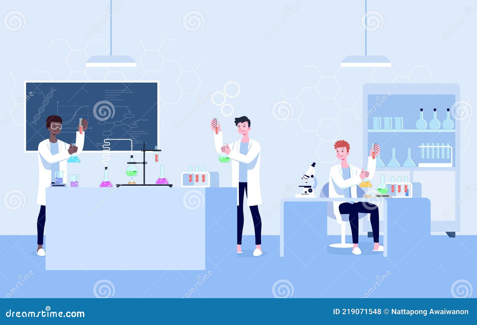 A Professional Science Researching Lab. the Scientists Do the Chemical ...