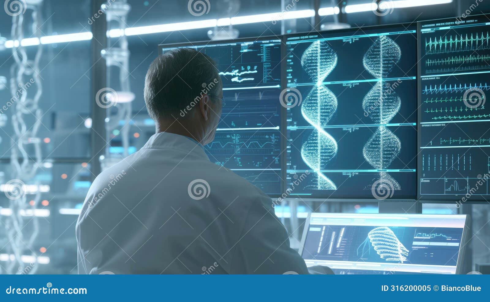 Professional Scientist Looking Patient Data Chart while Analyzing Data ...