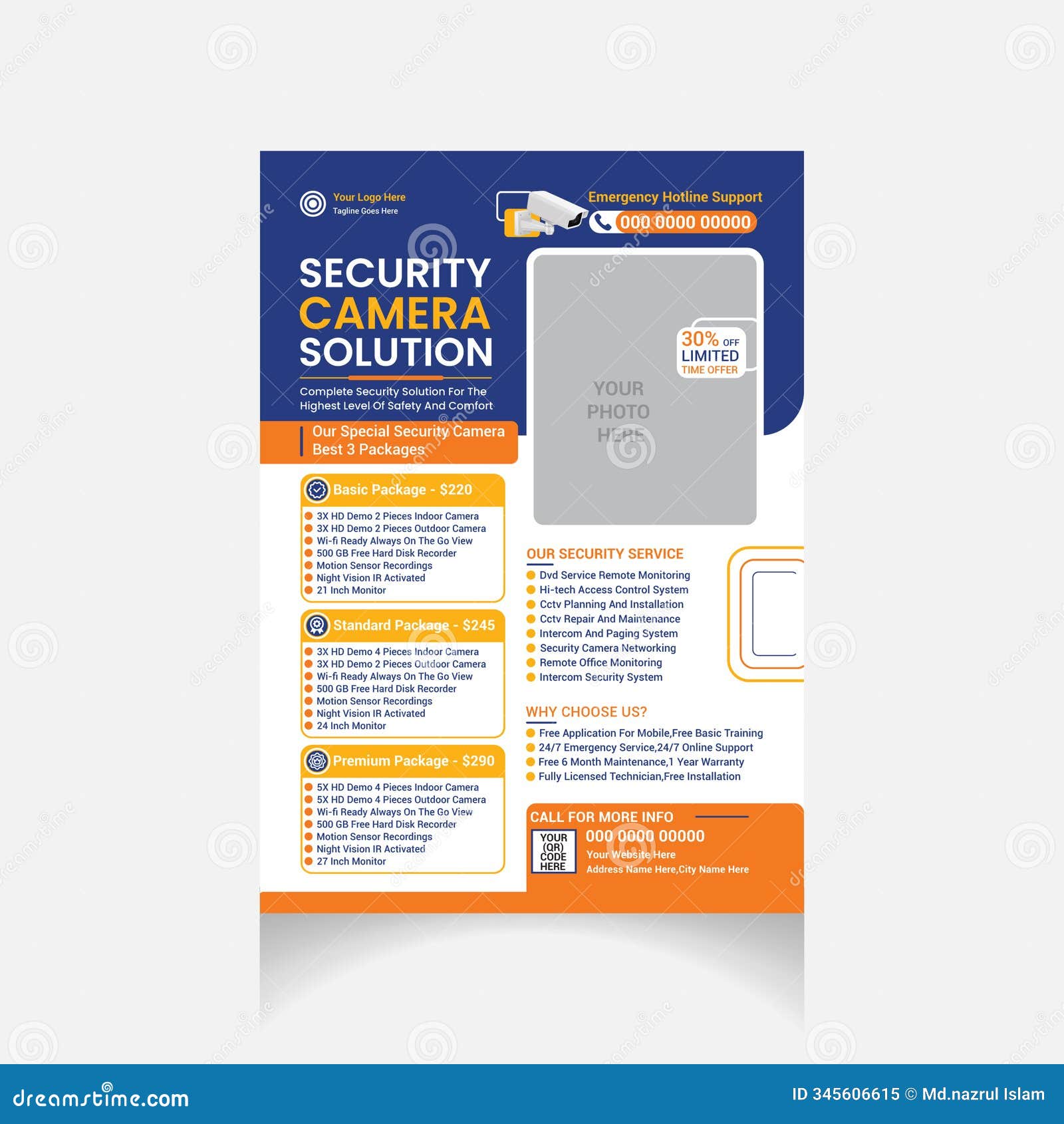 Security Camera Flyer Layout Stock Illustration - Illustration of lens ...