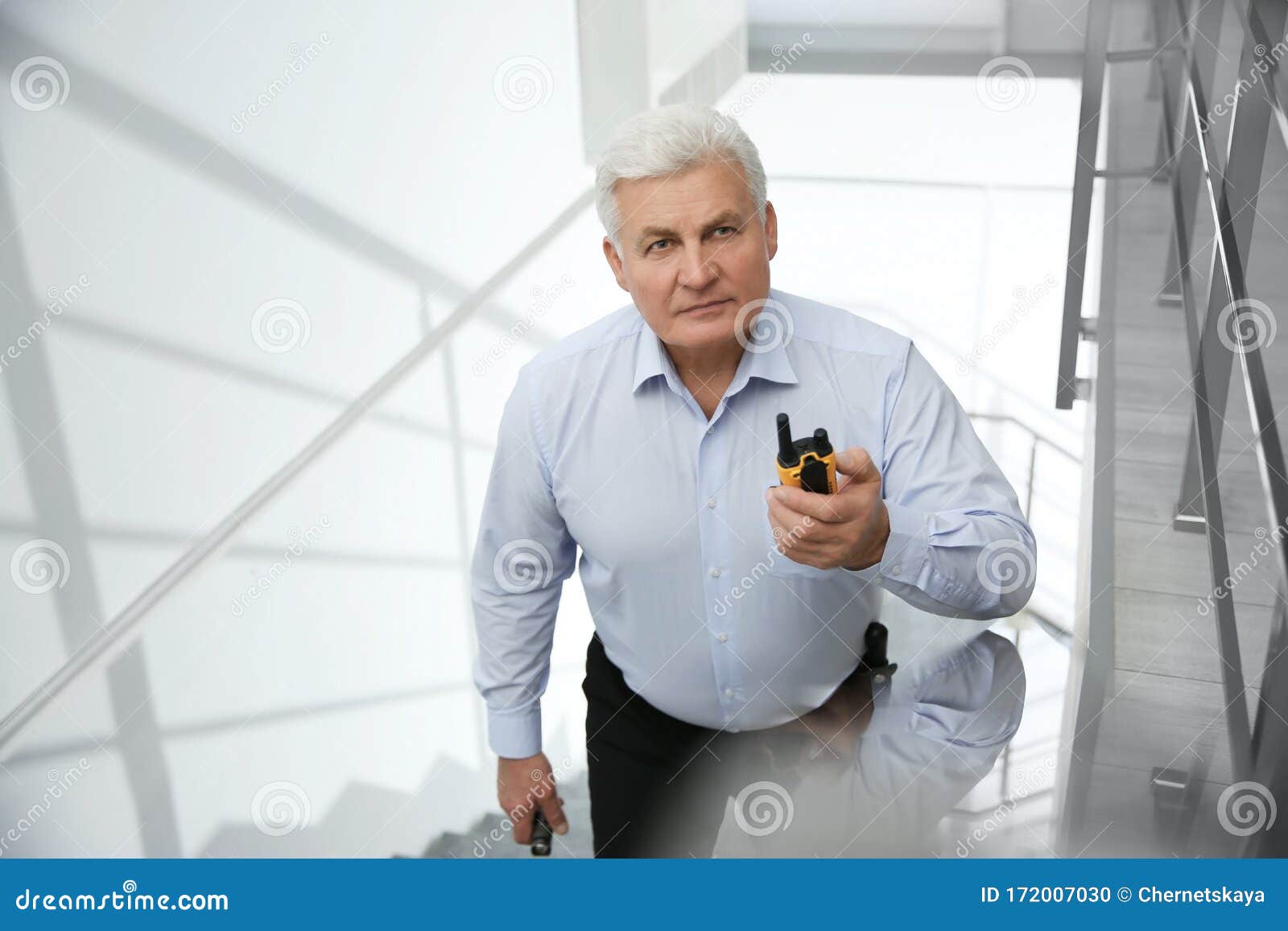 Professional Security Guard with Portable Radio Set Stock Photo - Image ...