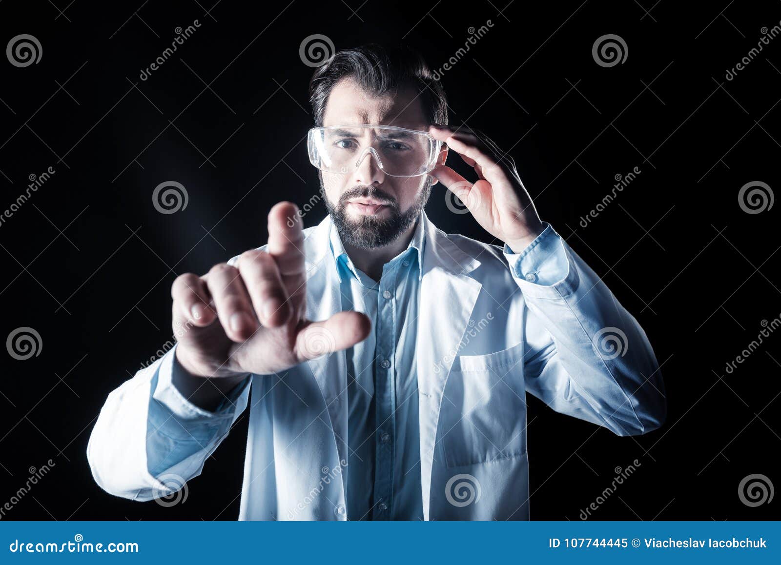 Professional Serious Scientist Looking at the Sensory Panel Stock Image ...