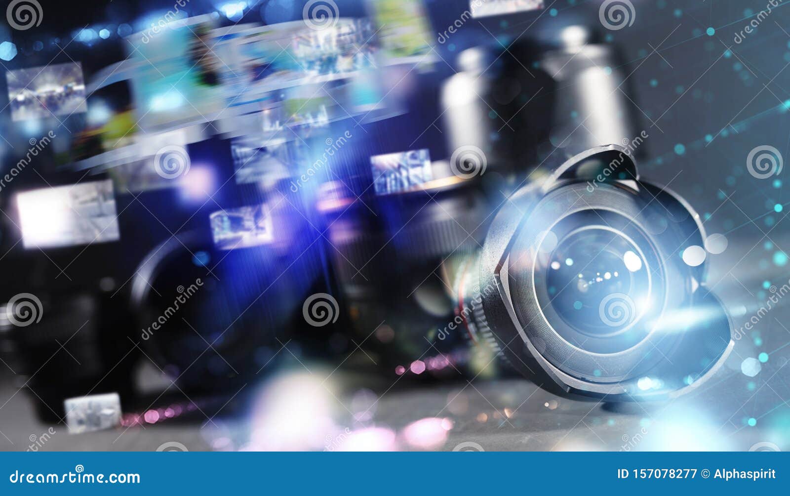 Professional Set of Lens for Reflex Camera with Light Effects Stock ...