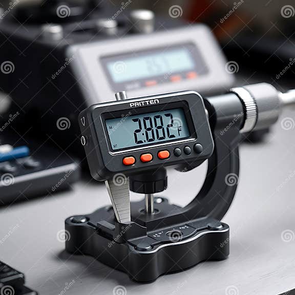 A Professional Setup of an Advanced Digital Micrometer Measuring a ...