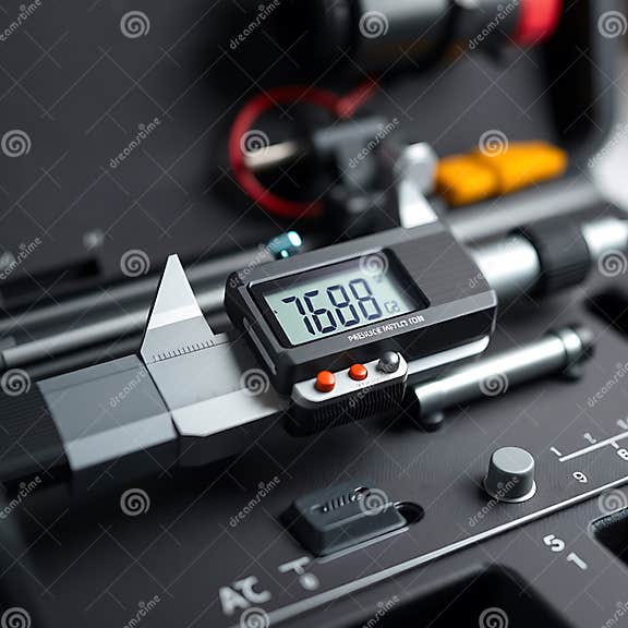 A Professional Setup of an Advanced Digital Micrometer Measuring a ...