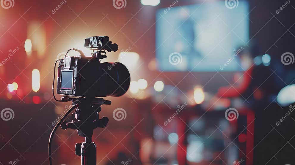A Professional Setup Captures an Interview in a Television Studio with ...