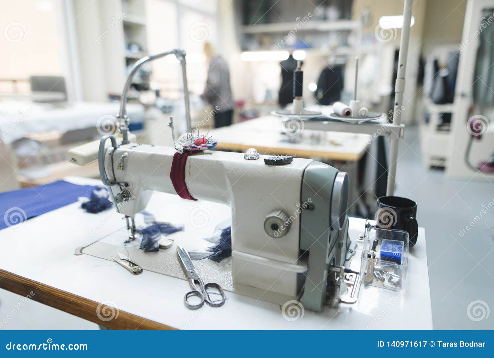 Professional Sewing Machine on the Background of Atelier Studio Stock ...