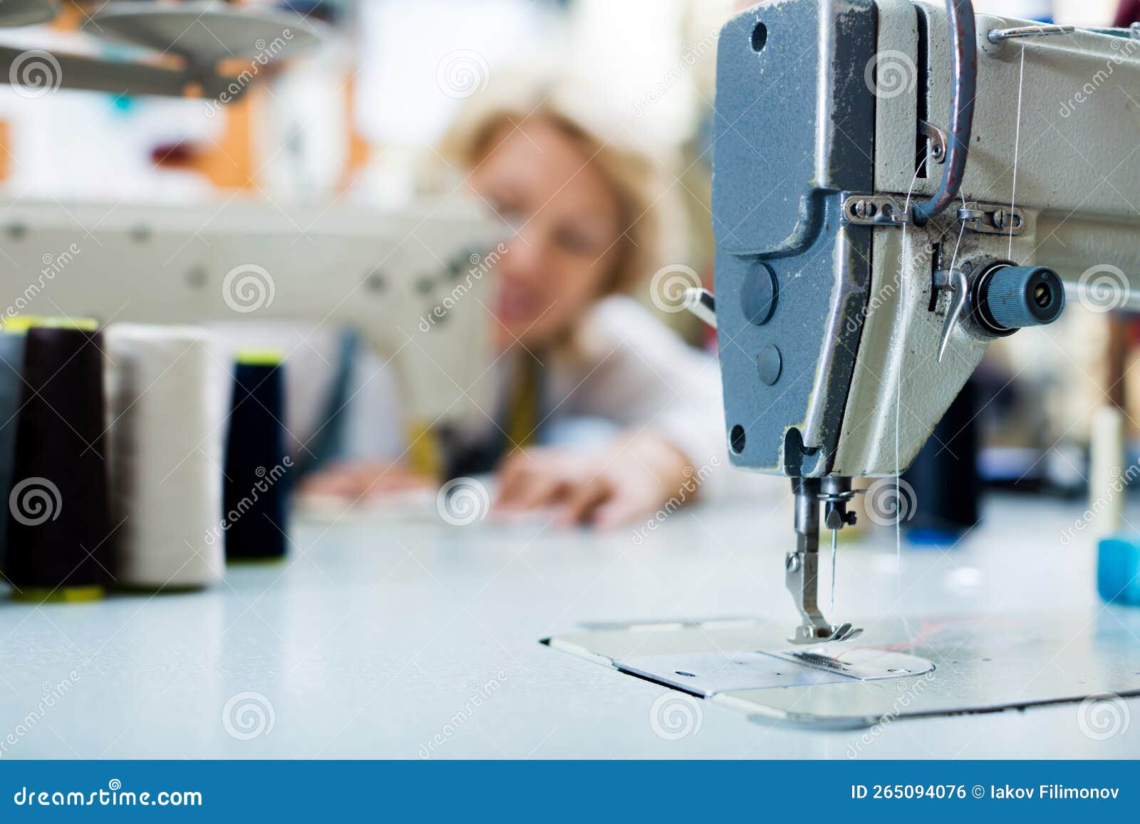 Professional Sewing Machine Close Up Stock Photo - Image of material ...