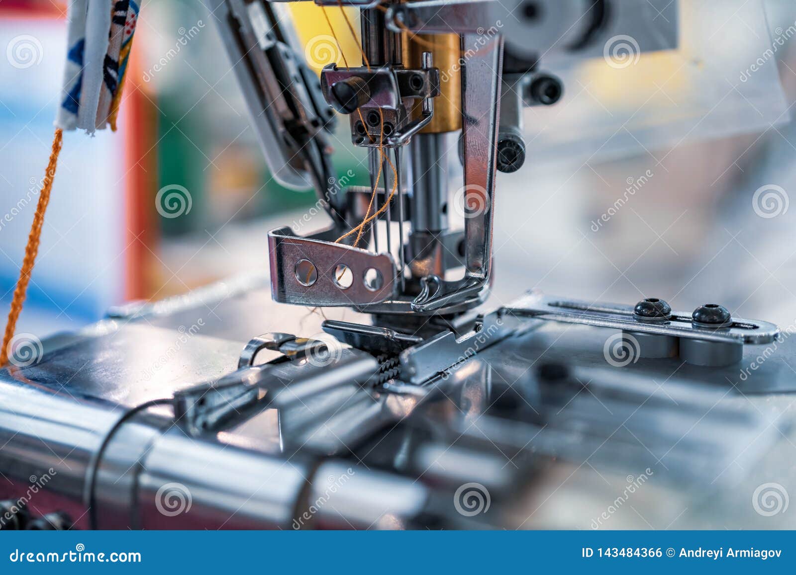 Professional Sewing Machine Close-up. Modern Textile Industry Stock ...