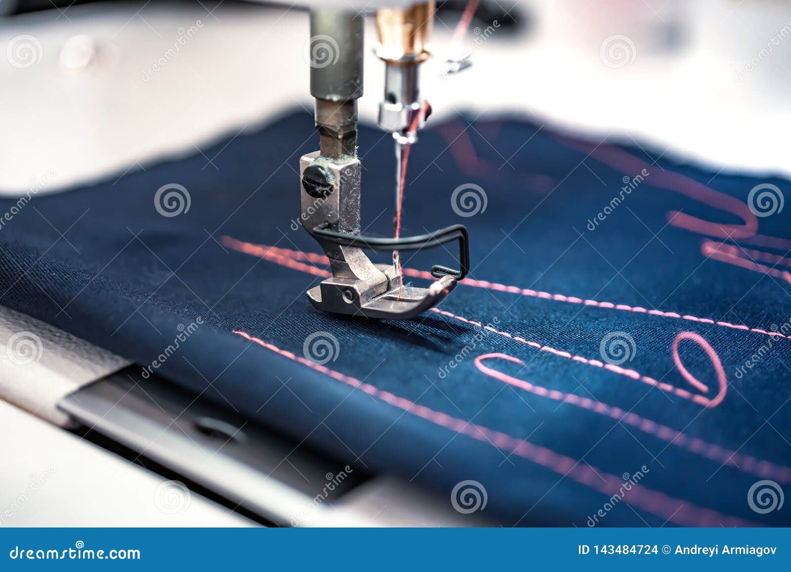 Professional Sewing Machine Close-up. Modern Textile Industry Stock ...