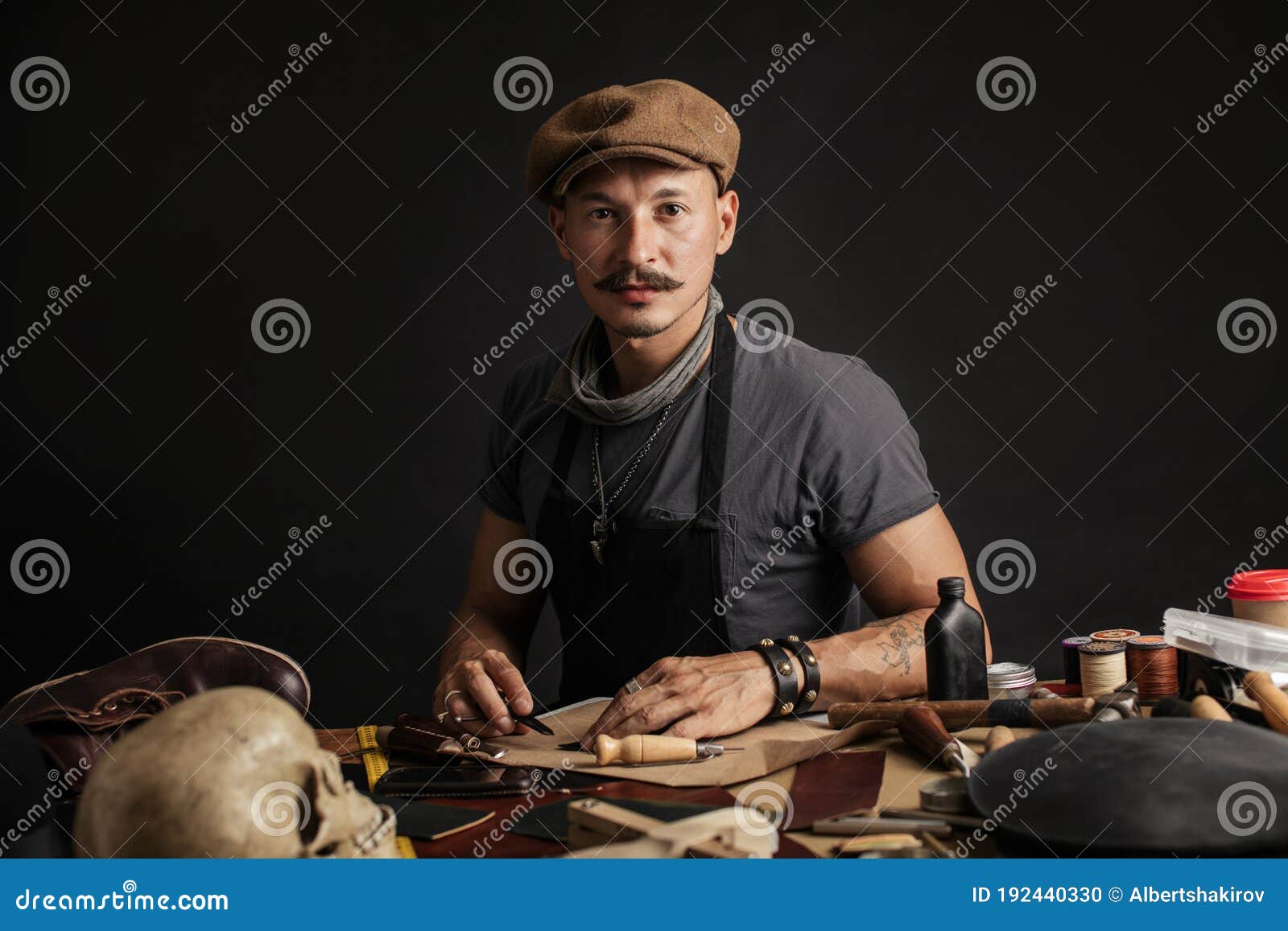 Professional Shoemaker in His Workshop Making and Repairing Custom Made ...