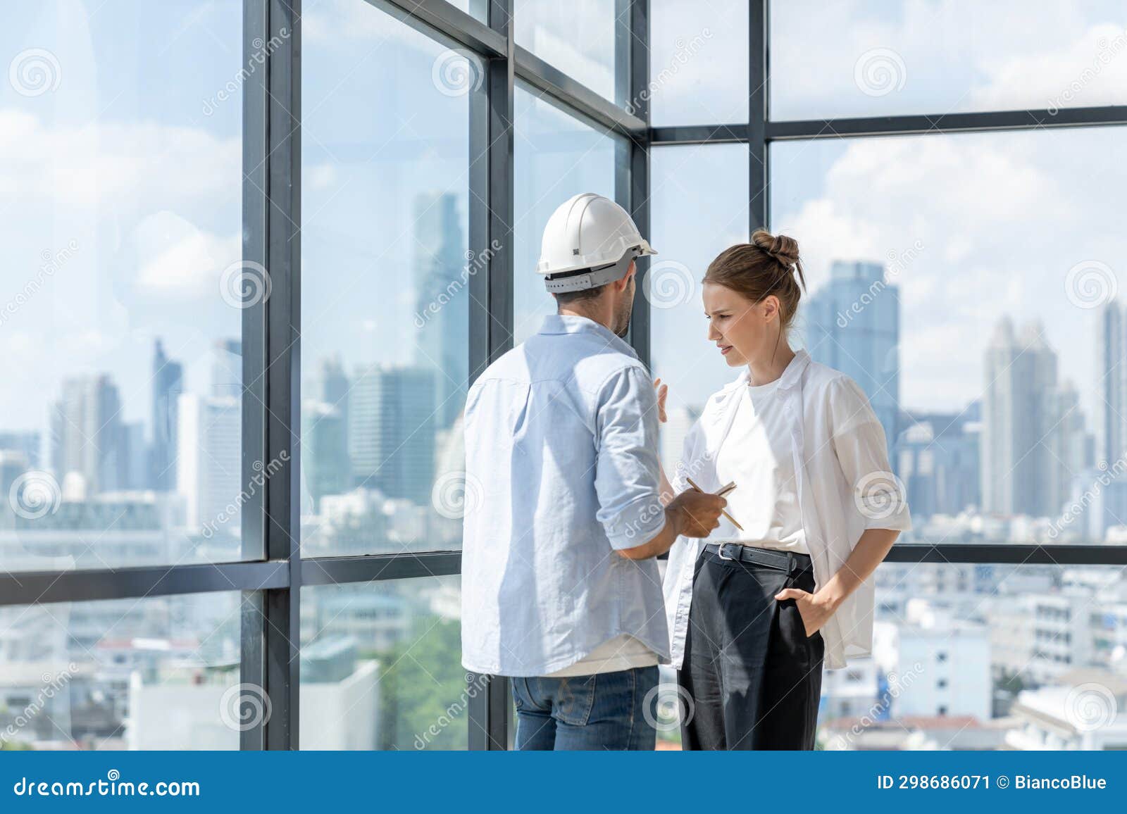 Professional Smart Architect Engineer Team Discuss and Solve Problems ...