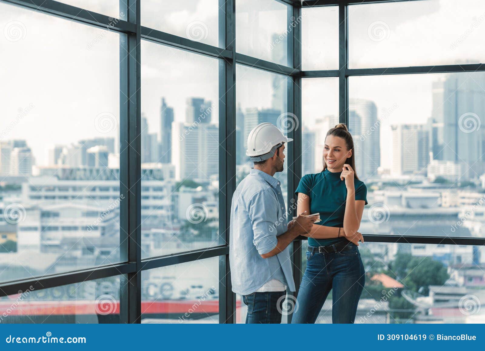 Professional Smart Architect Engineer Team Discuss and Solve Problems ...