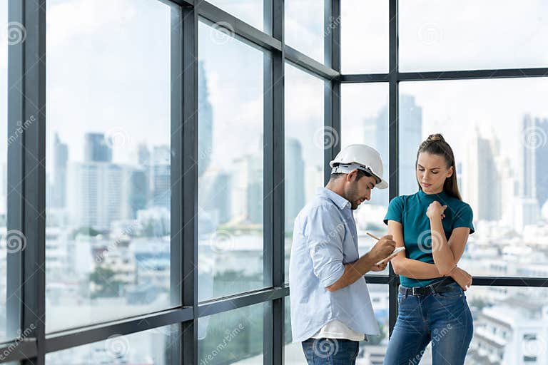 Professional Smart Architect Engineer Team Discuss and Solve Problems ...