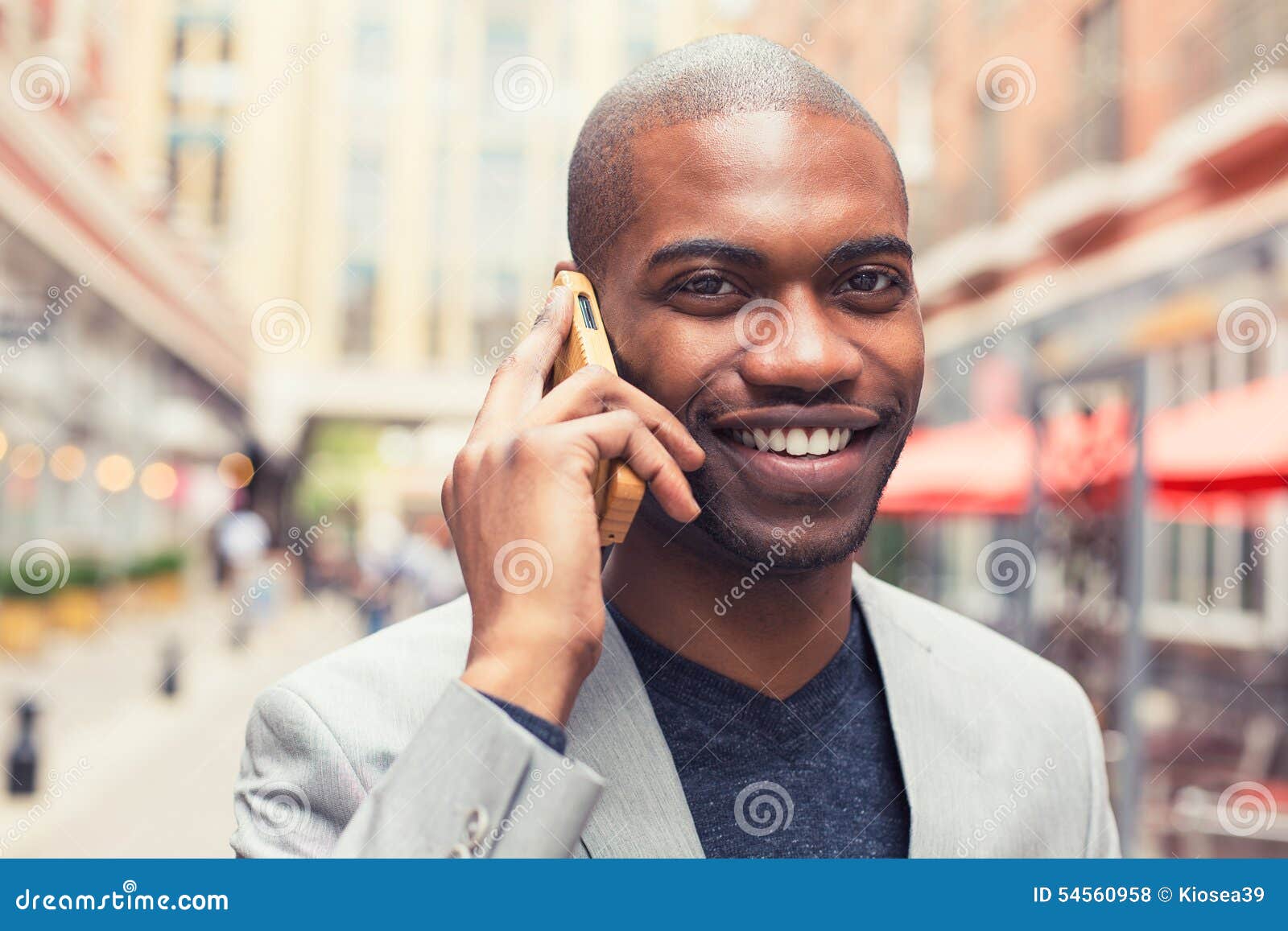 Professional Smiling Man Using Smart Phone Talking on Mobile Stock ...