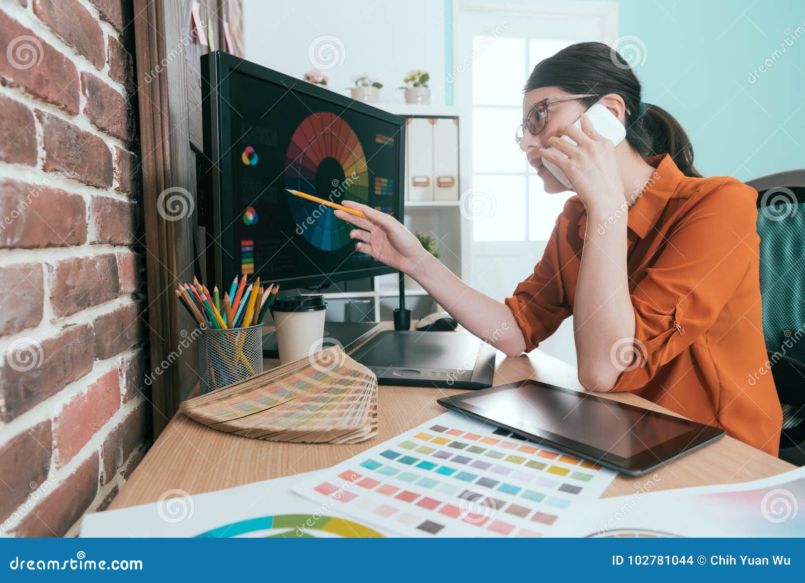 Professional Smiling Woman Graphic Designer Stock Photo - Image of ...