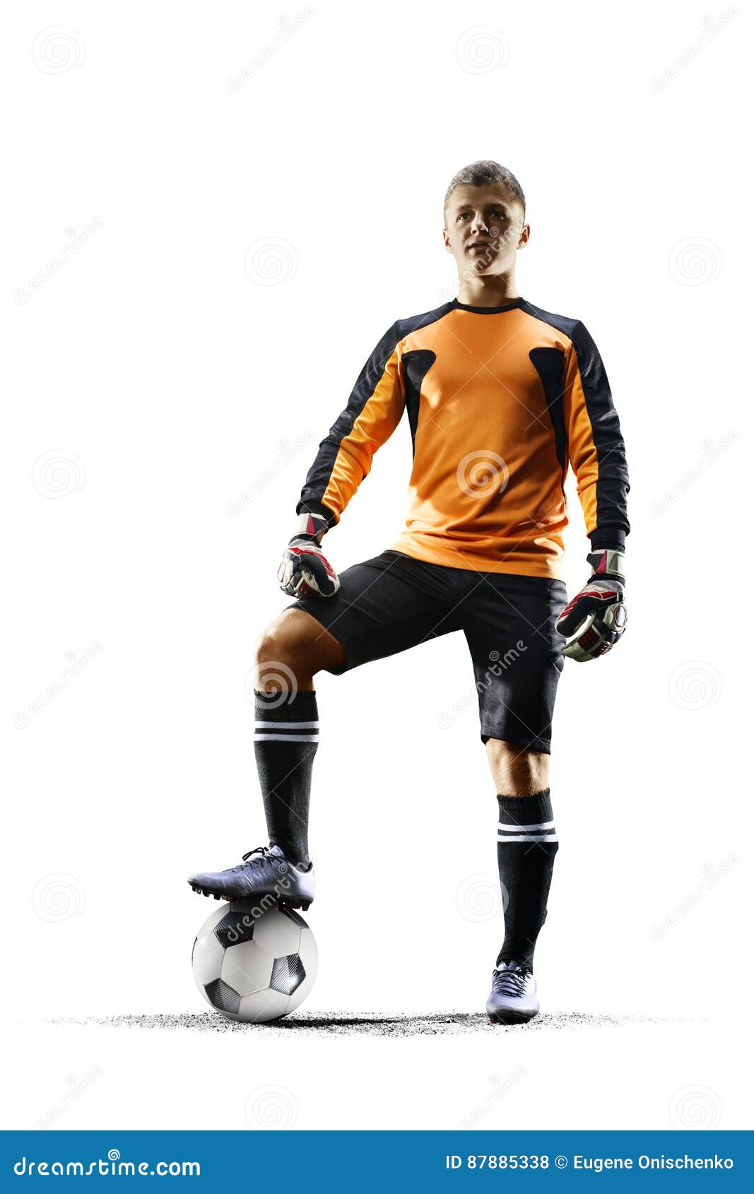 Professional Soccer Goalkeeper in Action on White Background Stock ...