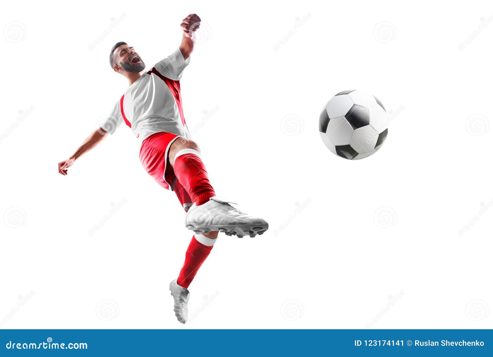 Professional Soccer Player in Action. Isolated in White Background ...