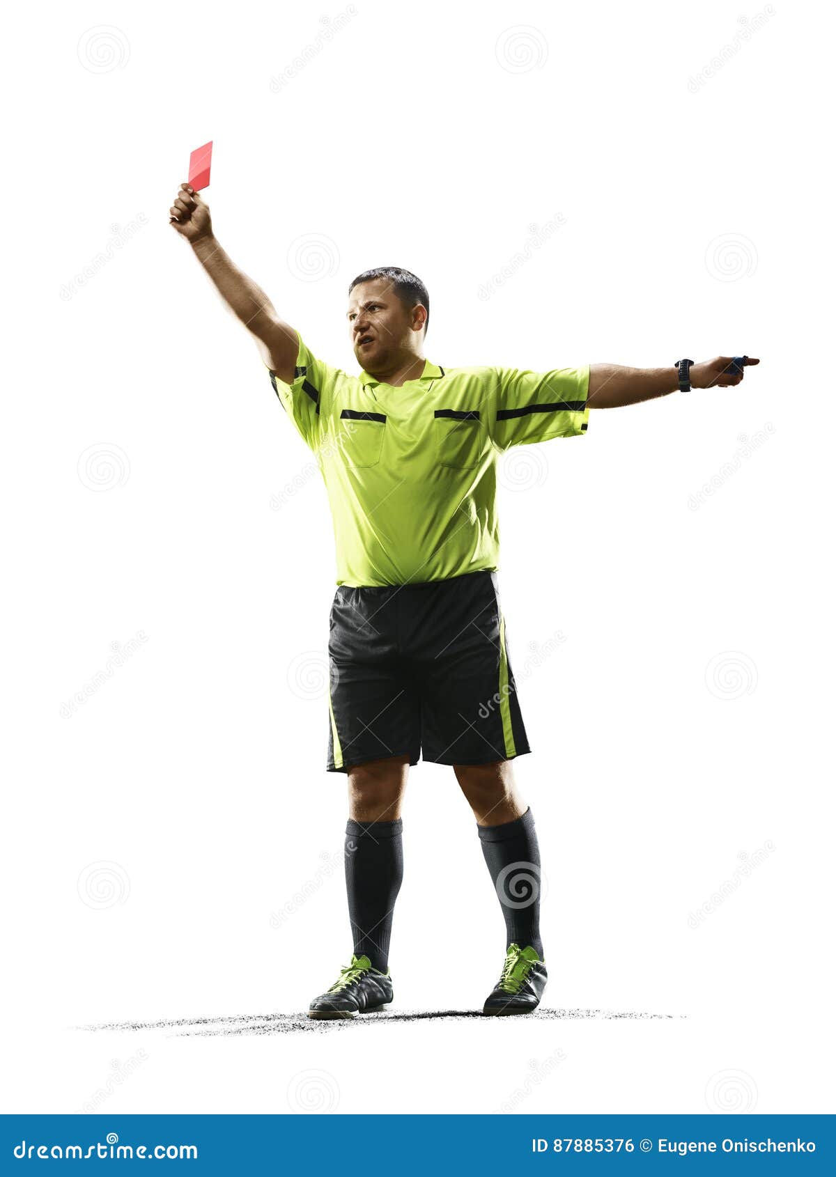 Professional Soccer Referee Red Card Isolated on White Background Stock ...