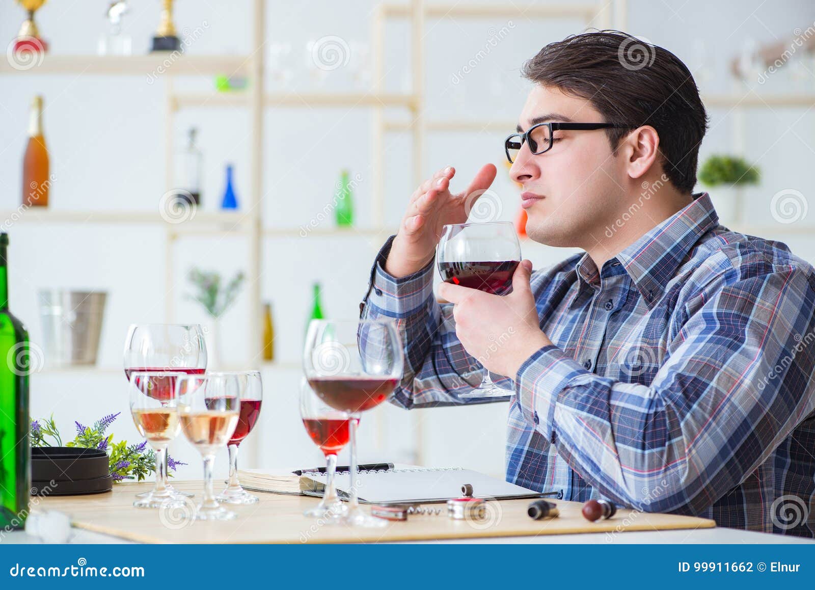 The Professional Sommelier Tasting Red Wine Stock Photo - Image of ...