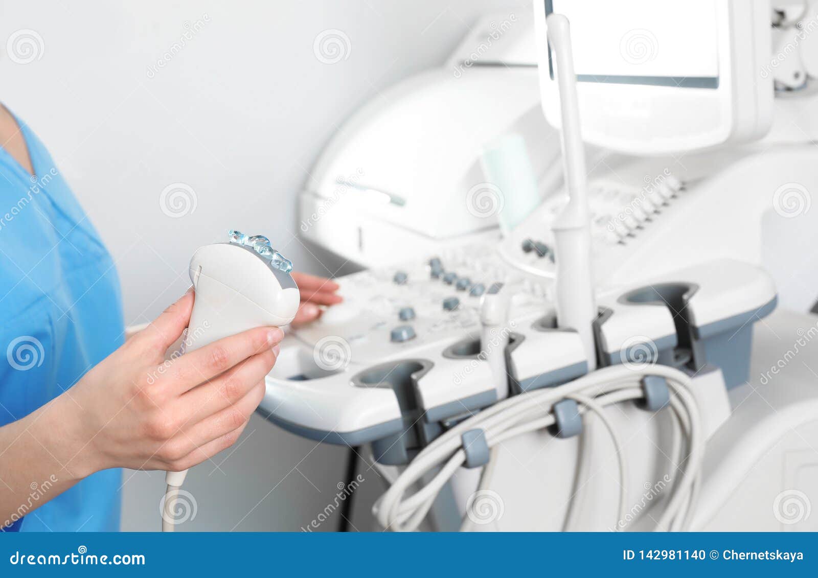 Professional Sonographer Using Modern Ultrasound Machine in Clinic ...