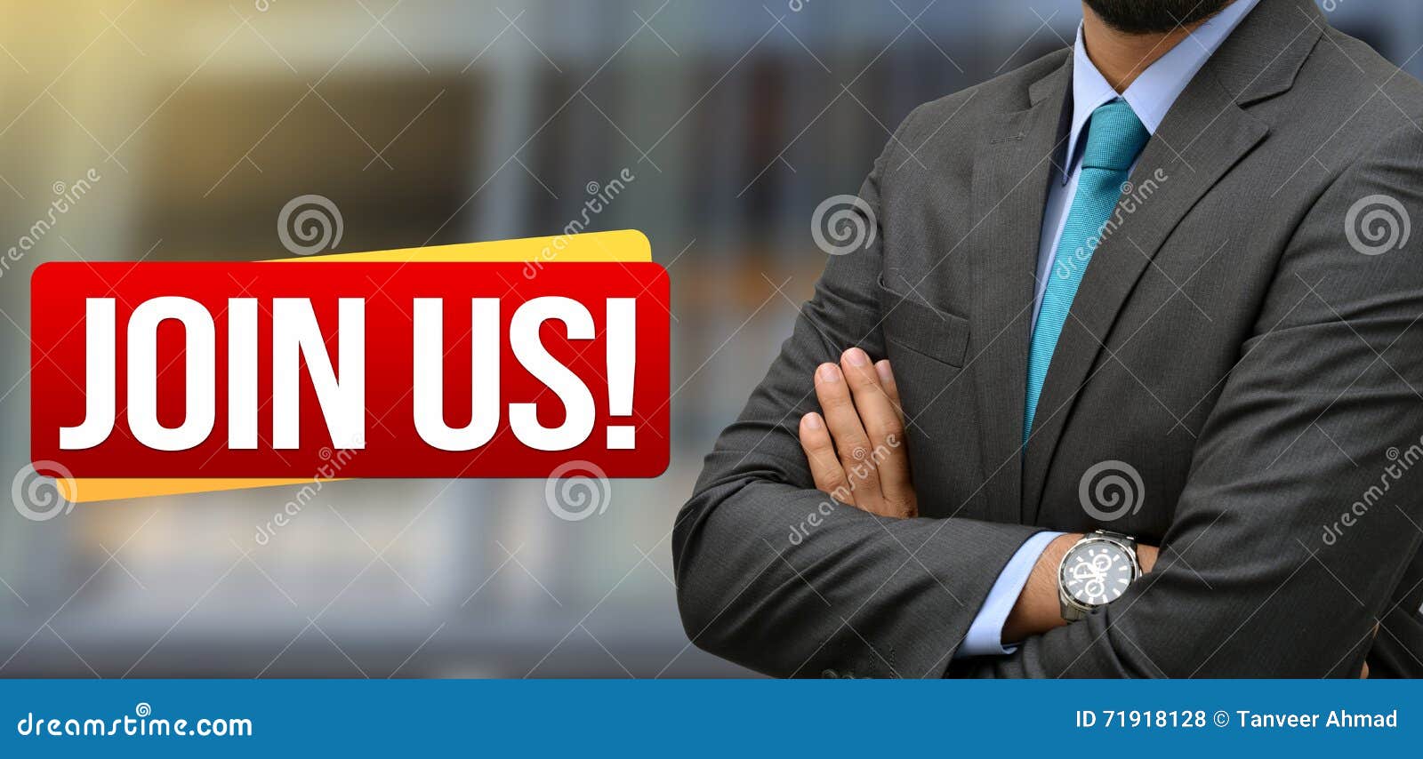 Professional Standing with Join Us - Recruitment Banner Stock Photo ...