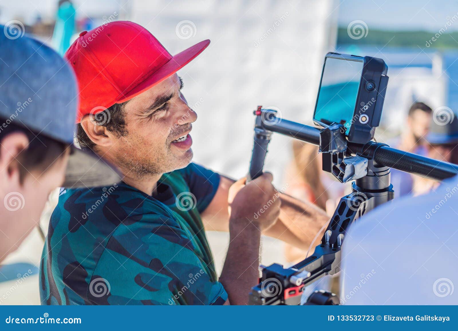 Professional Steadicam Operator Uses a 3-axis Camera Stabilizer System ...