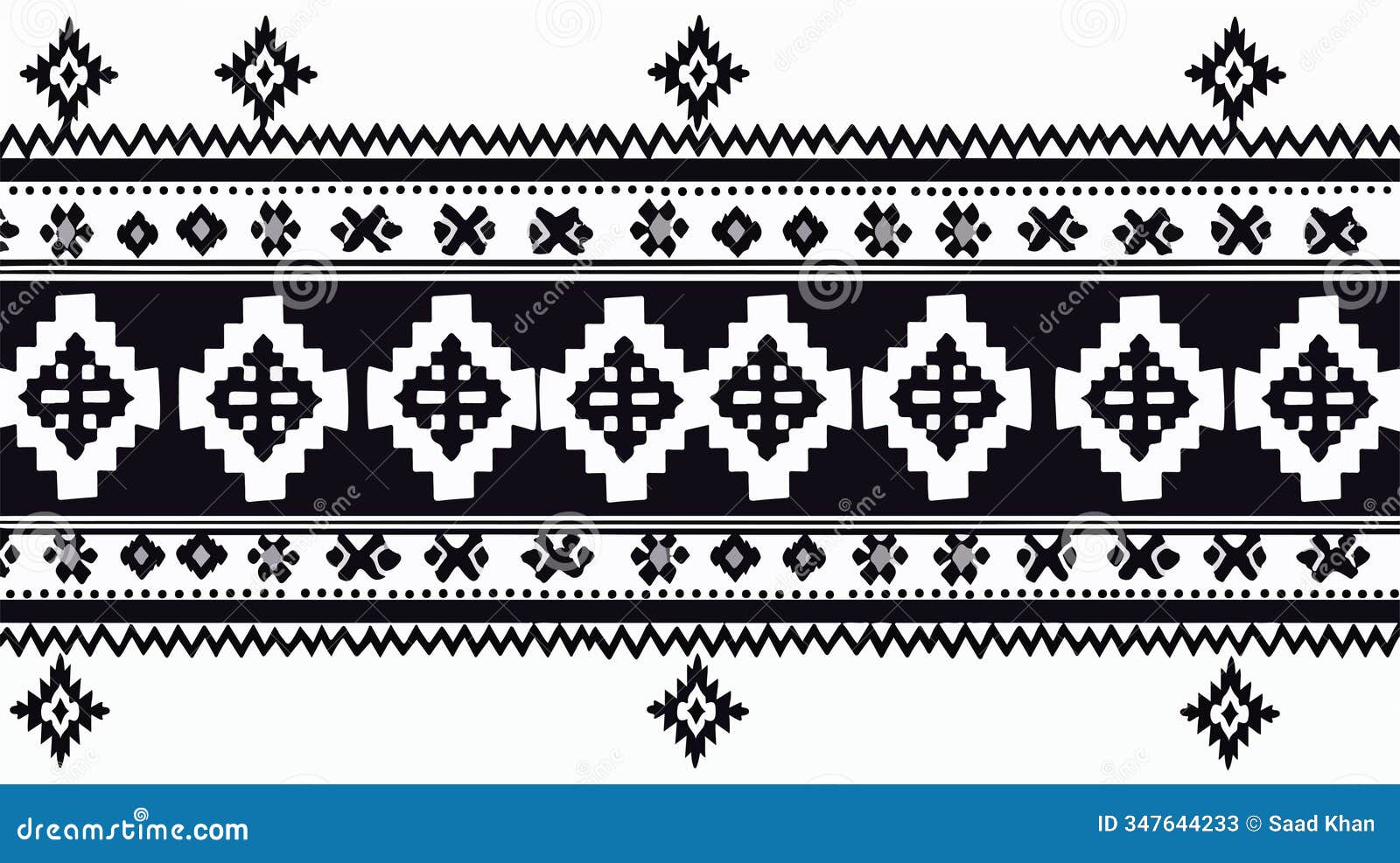 Professional Striped Ethnic Aztec Pattern in Black and White Textile ...