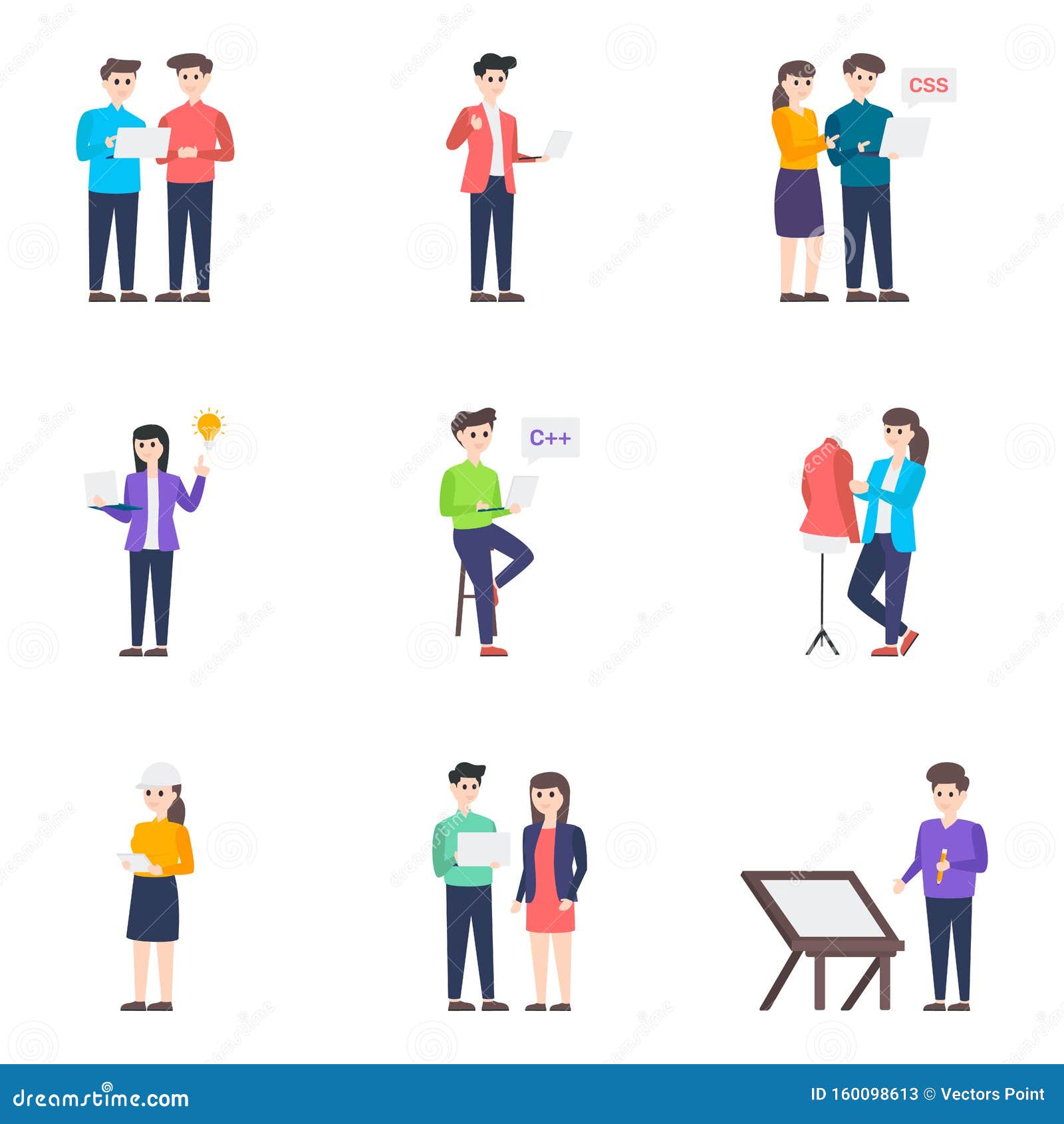Professional Student Flat Vector Characters Stock Vector - Illustration ...