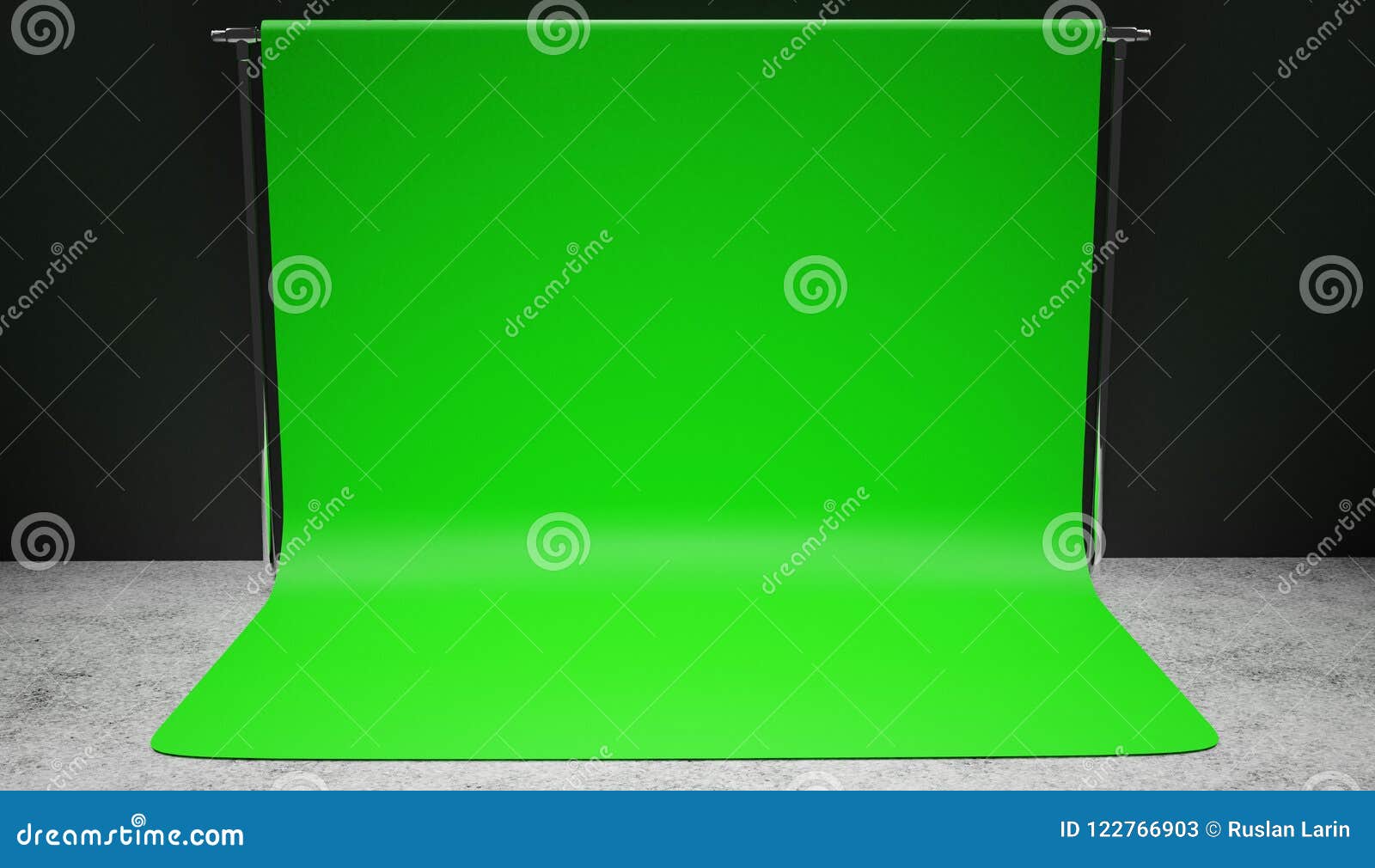 Professional Studio Empty Green Screen Setup 3D Render. Vignette ...
