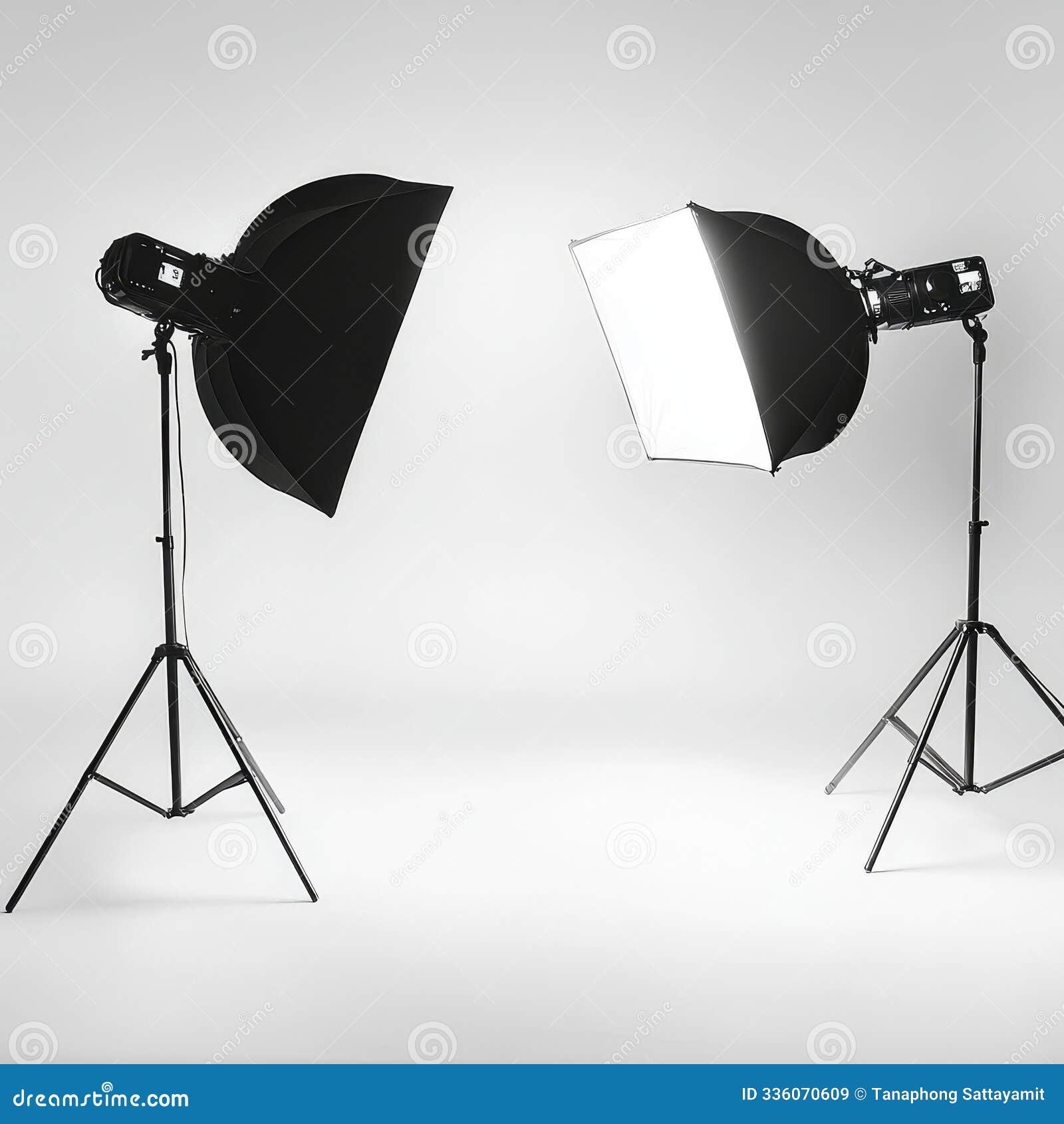 Professional Studio Lighting Setup with Two Softboxes on Tripods Stock ...