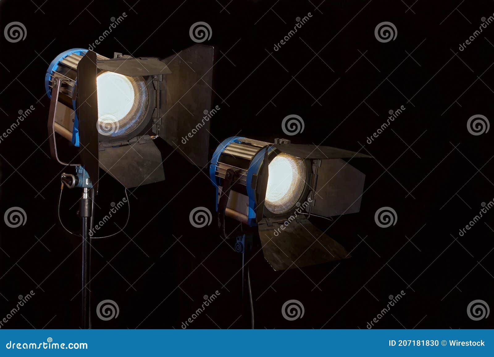 Professional Studio Lights on a Black Background Stock Photo - Image of ...