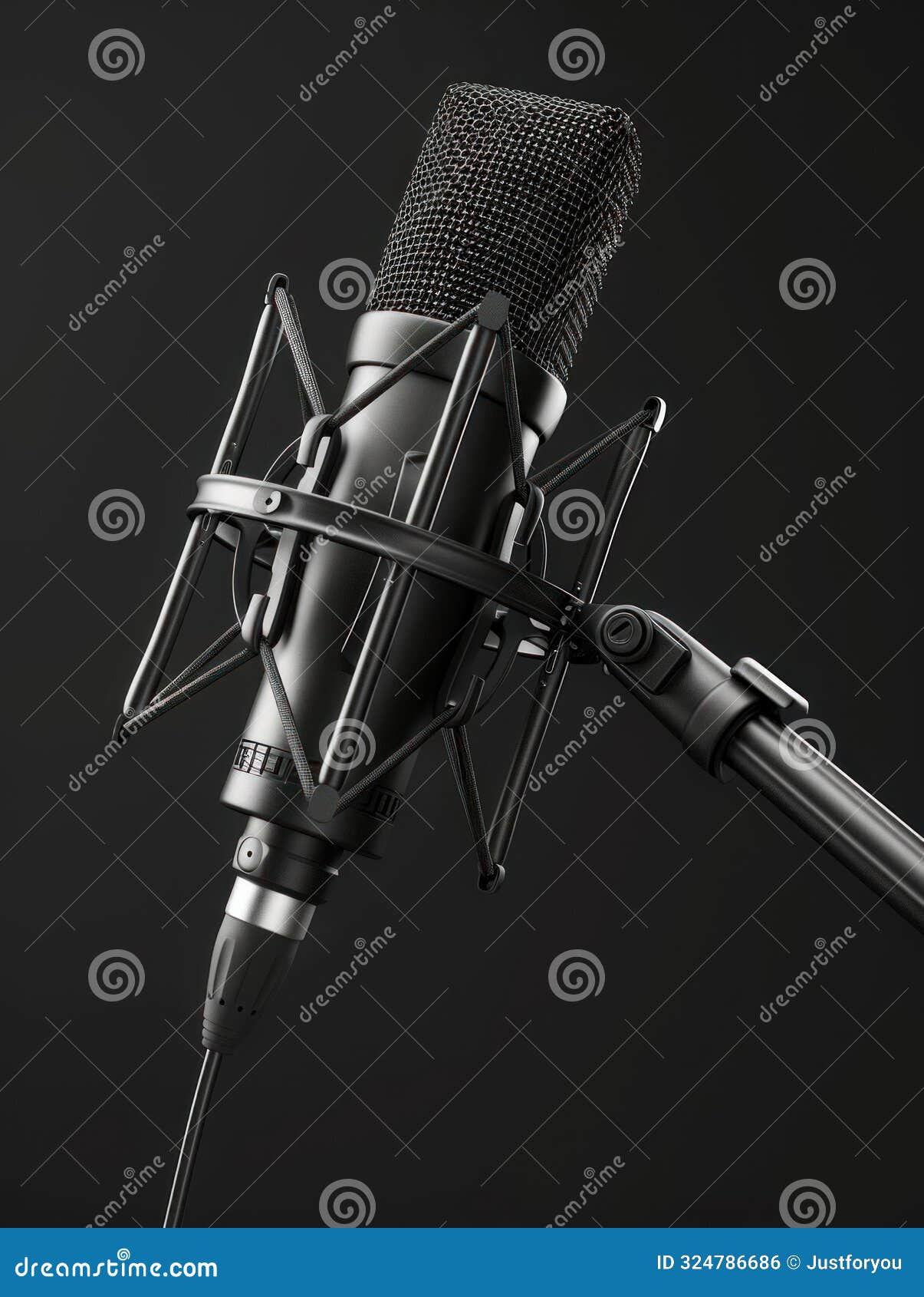 Professional Studio Microphone on Black Background. Generative Ai Stock ...