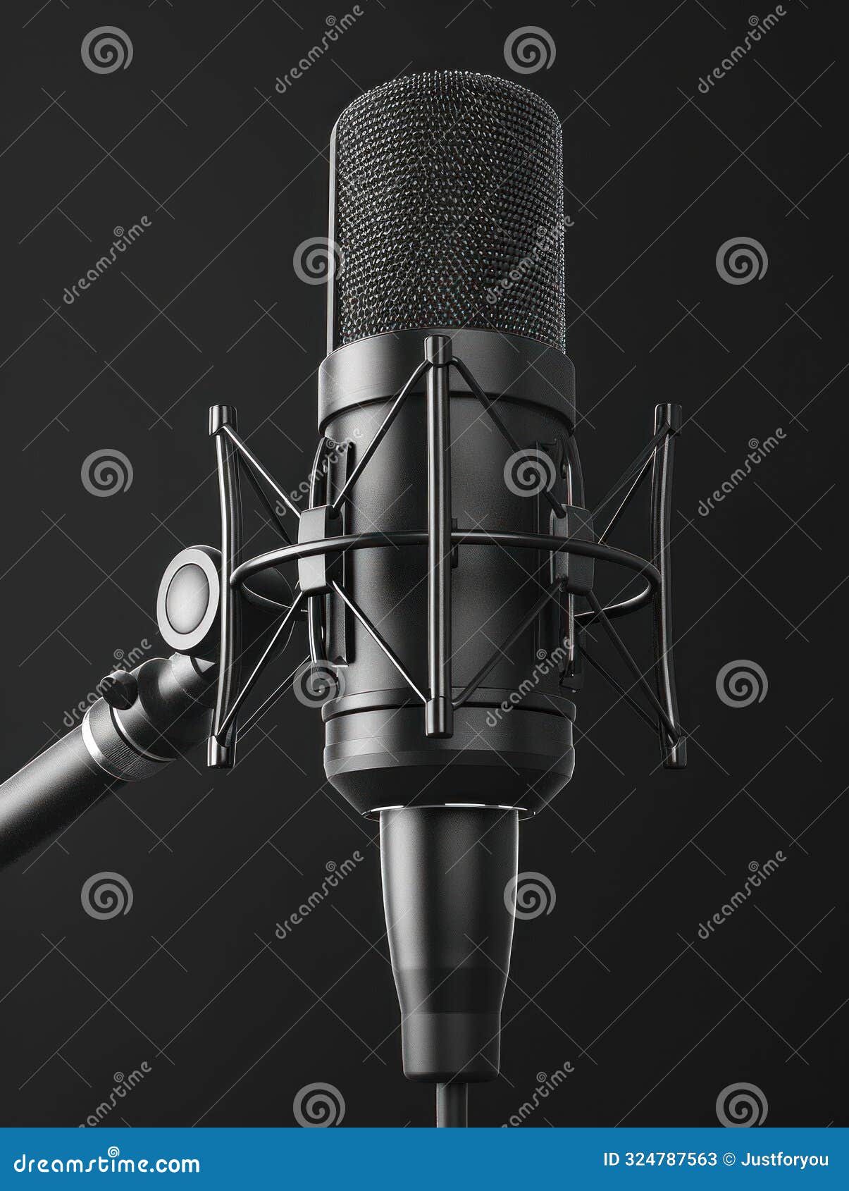 Professional Studio Microphone on Black Background. Generative Ai Stock ...