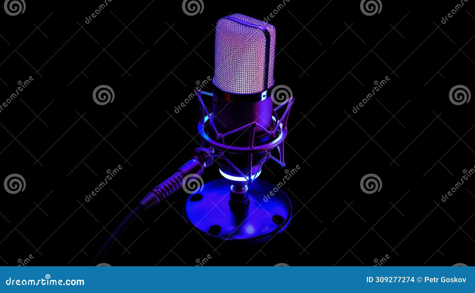 Professional Studio Microphone with Neon Lighting Stock Photo - Image ...