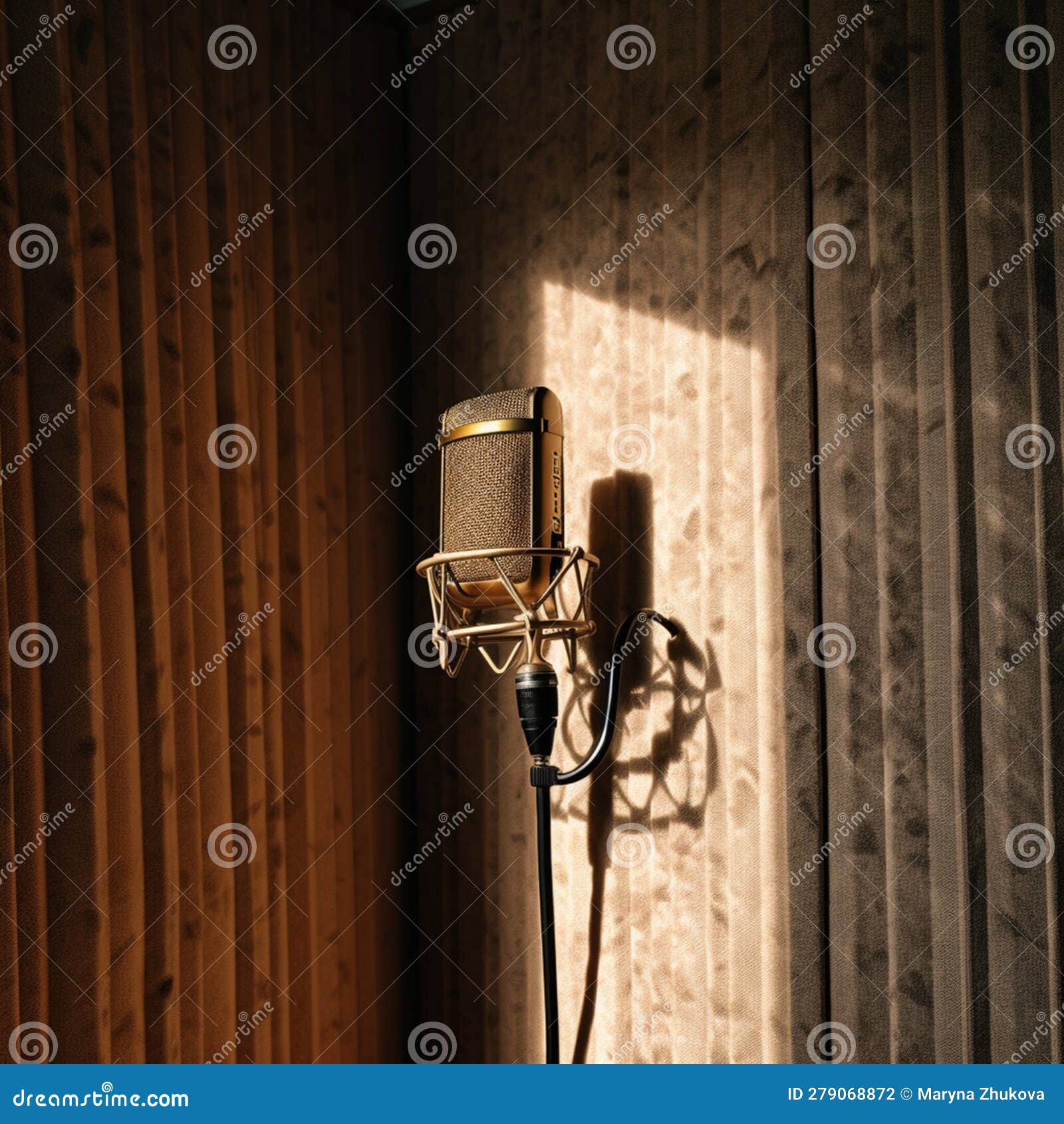 Professional Studio Microphone on Stage, Illustration for Performances ...