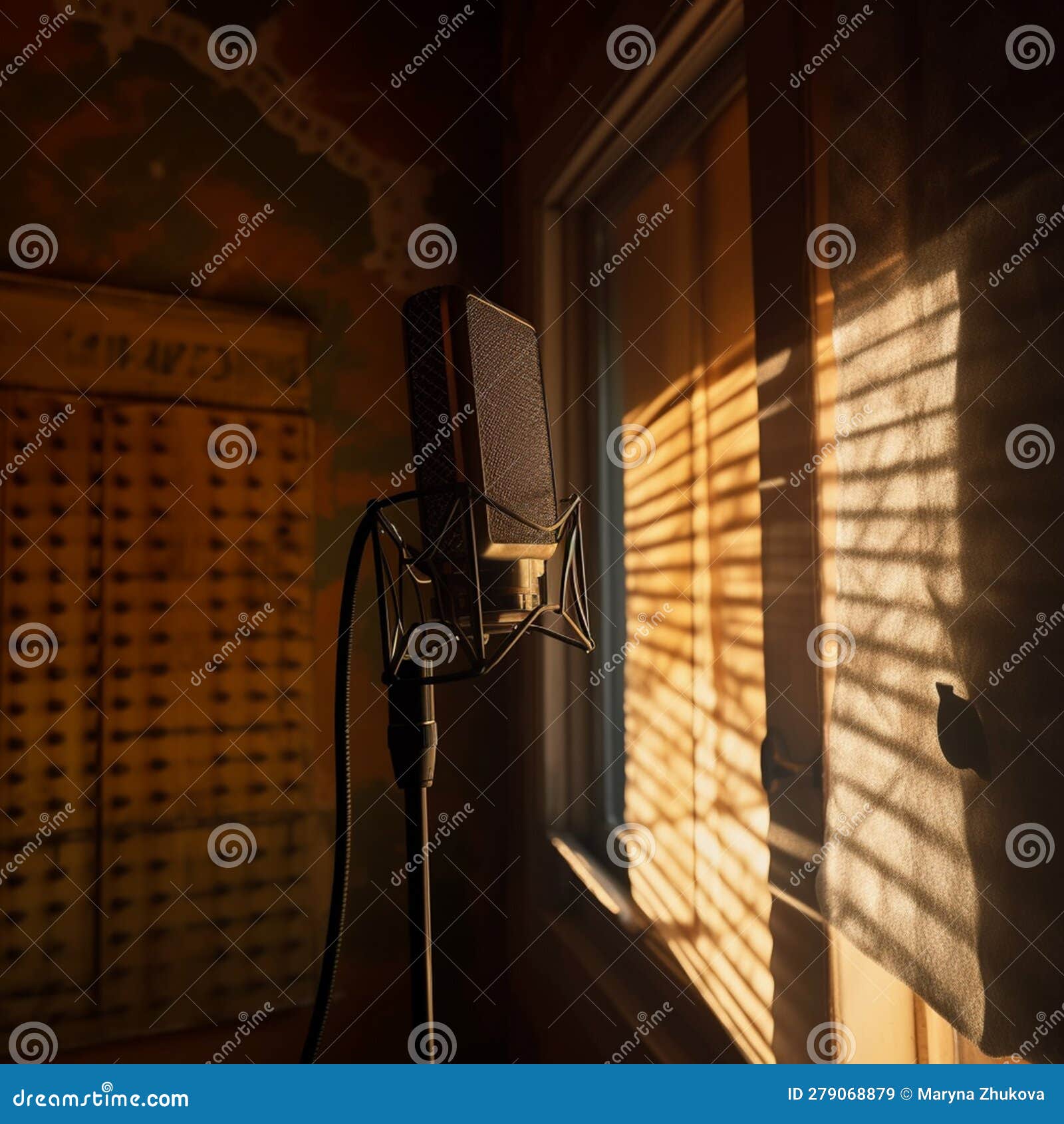 Professional Studio Microphone on Stage, Illustration for Performances ...