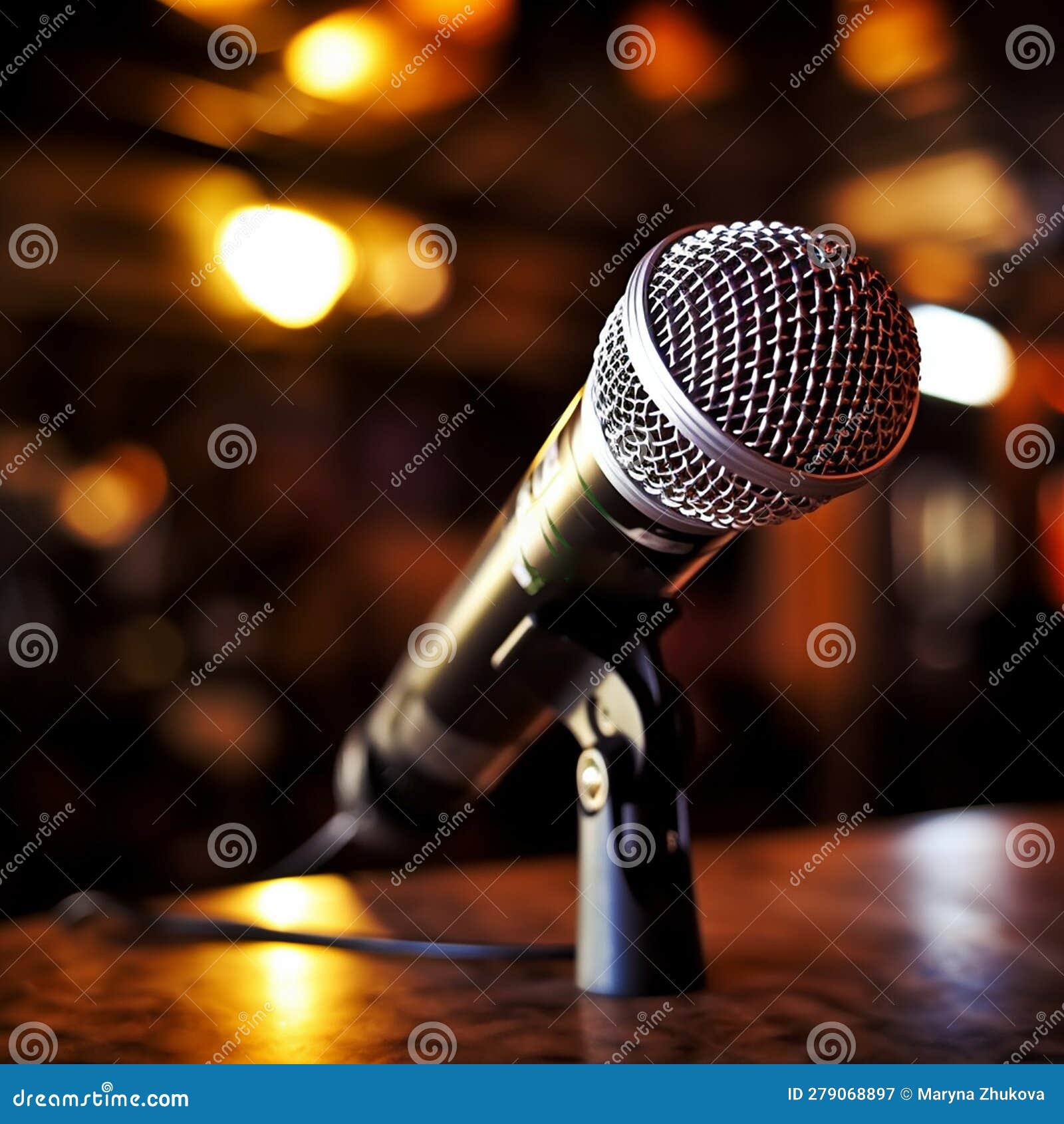 Professional Studio Microphone on Stage, Illustration for Performances ...