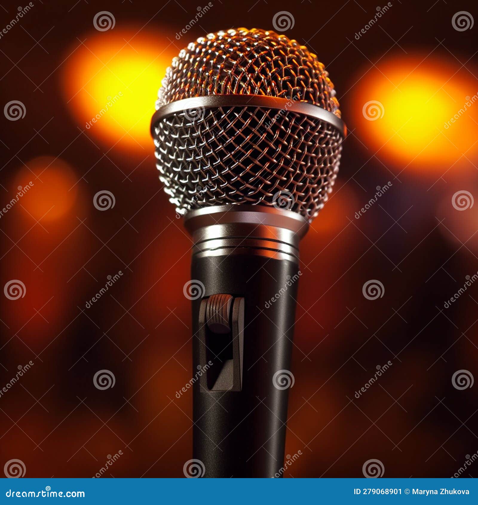 Professional Studio Microphone on Stage, Illustration for Performances ...