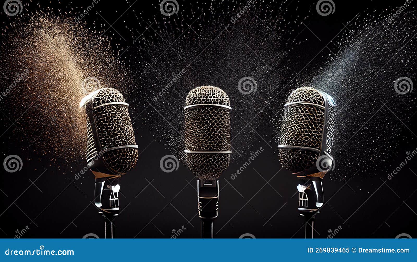 Professional Studio Microphone Vibrating, Modern Sound Recording Studio ...