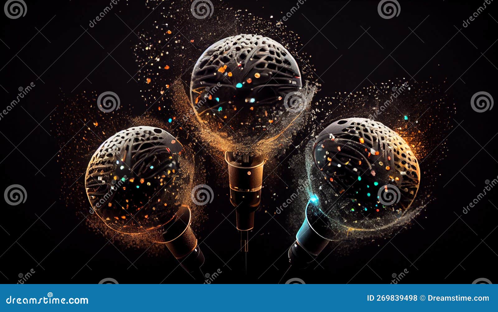 Professional Studio Microphone Vibrating, Modern Sound Recording Studio ...